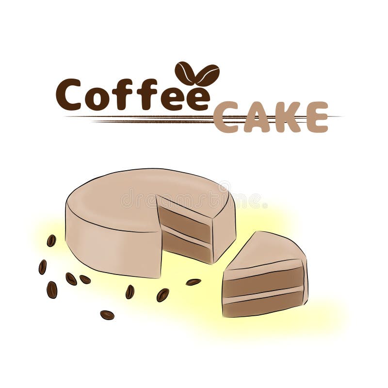 Coffee Cake on White Background Drawing Illustrations Stock ...