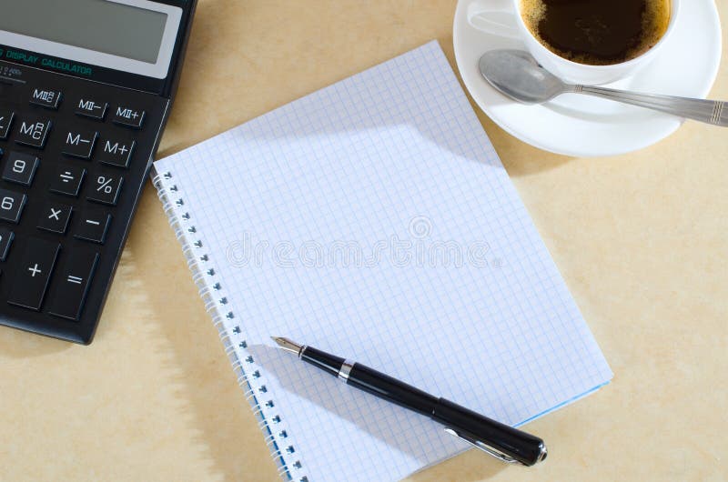 Coffee and Calculator on an Office Desk Stock Image - Image of ...