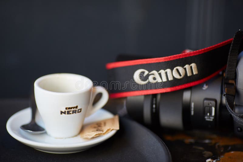 Coffee and canon camera editorial image. Image of canon - 95644965