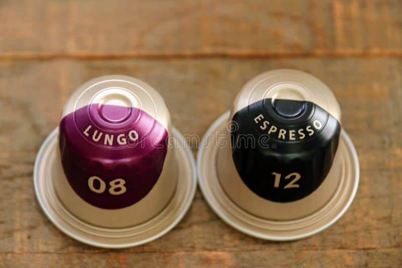 Coffee Capsule with the Strenght Number 8 and 12 Flavour Stock Image ...
