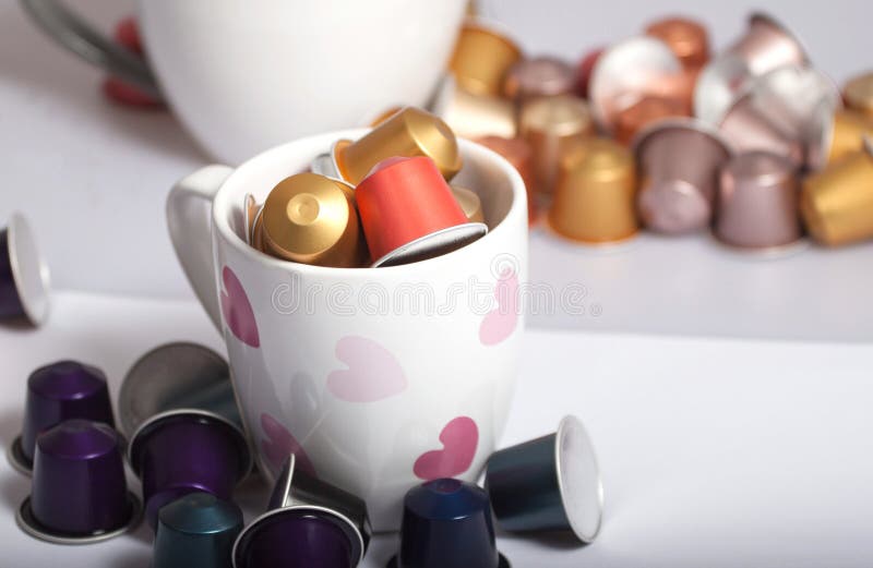 Coffee capsules stock photo. Image of brown, glas, color - 50088256