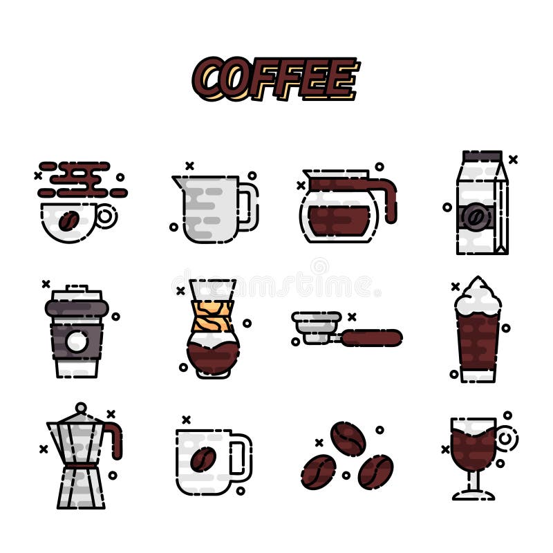 Coffee Cartoon Concept Icons Stock Vector - Illustration of cartoon ...