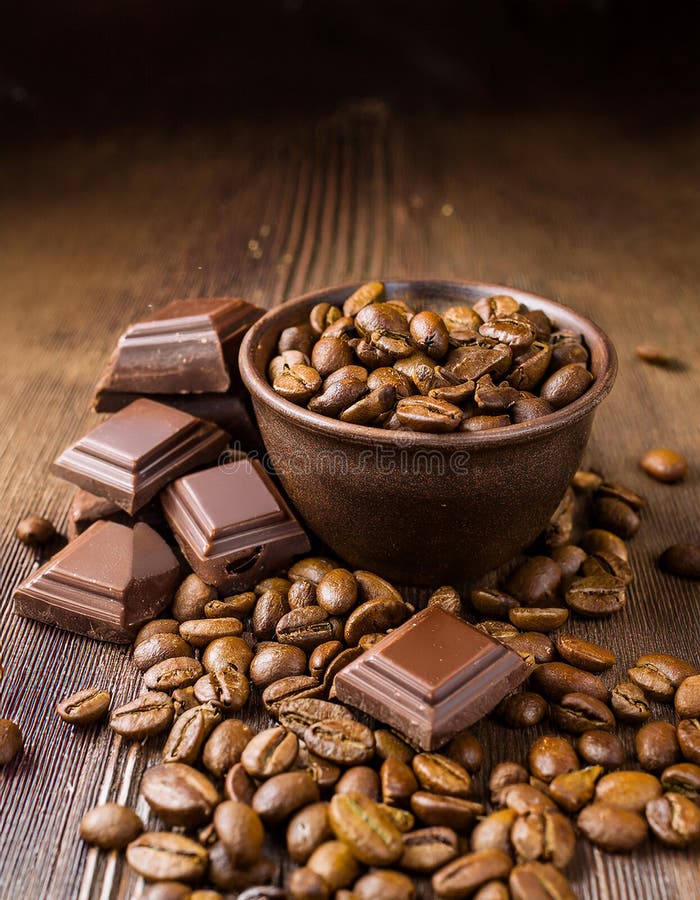 Coffee and Chocolate. Aromatic Chocolate - Chocolate with Coffee Beans ...