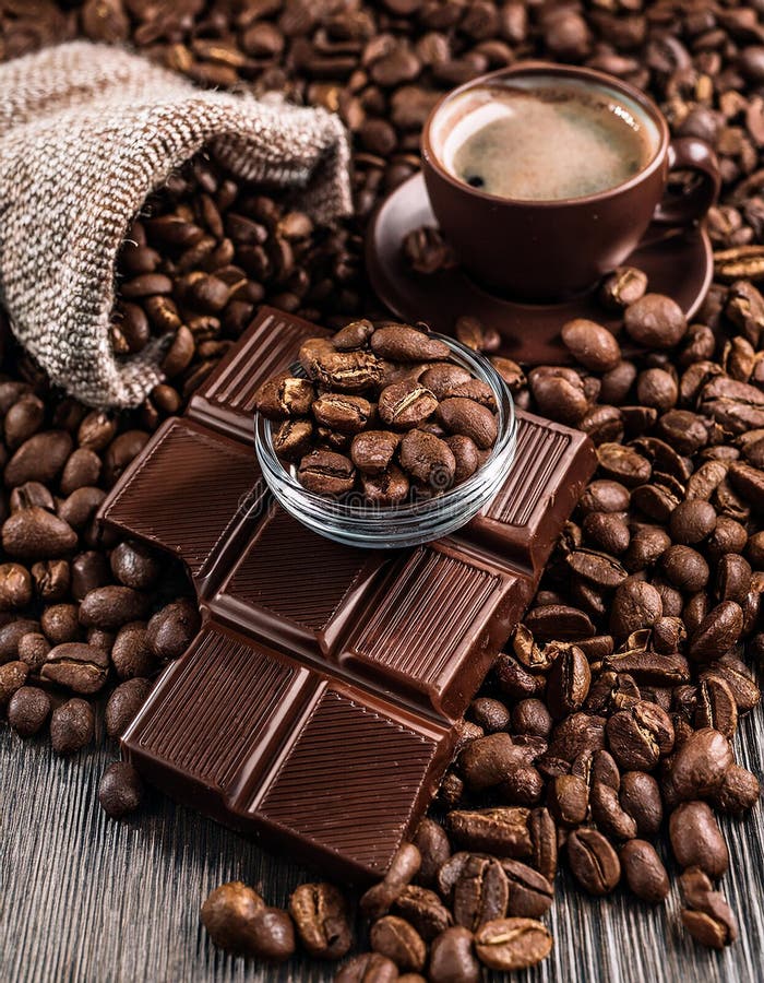 Coffee and Chocolate. Aromatic Chocolate - Chocolate with Coffee Beans ...