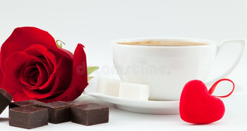 Coffee, chocolate and rose stock image. Image of chocolate - 85259941