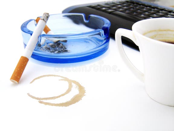 Coffee, Cigarette And Keyboard Stock Image - Image of office ...
