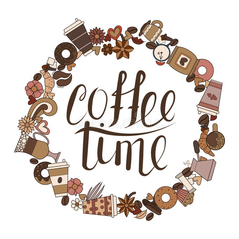 Coffee Circular Frame Design. Stock Vector - Illustration of color ...