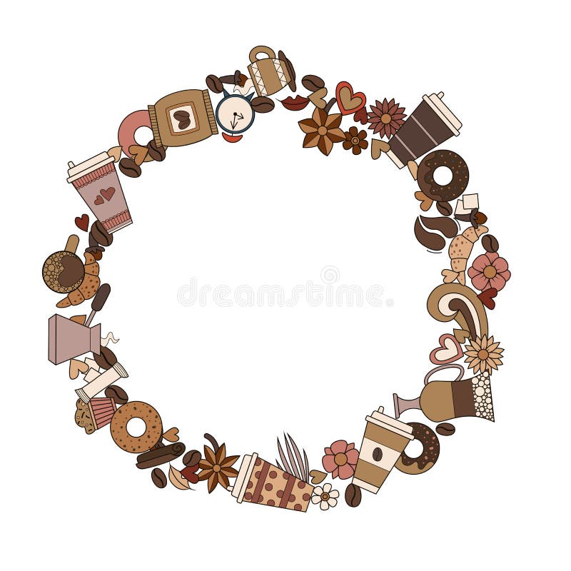 Coffee Cup Circular Line Icon. Cafe Round Colorful Sign. Flat Style ...