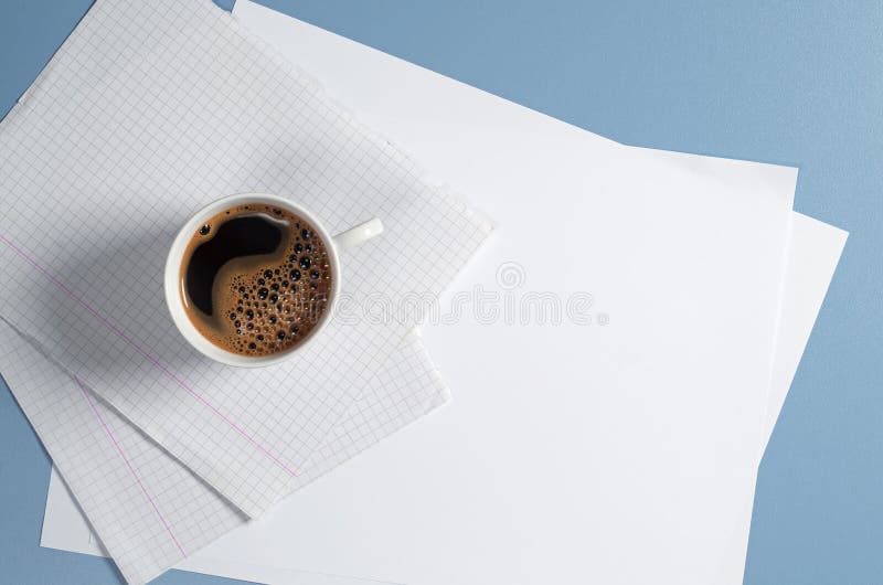 Coffee and clean paper stock image. Image of blank, note - 123065375