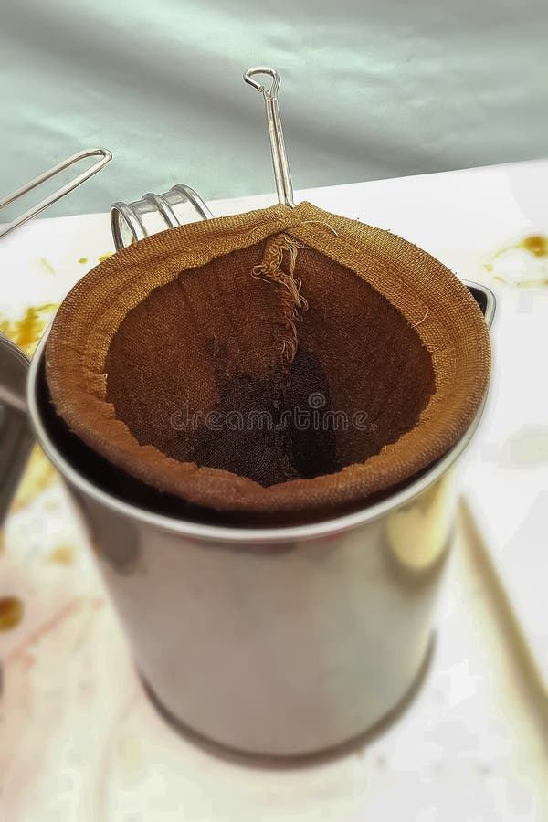 Coffee Cloth Filter Bag in Shiny Tin in Local Coffee Shop in Thailand ...