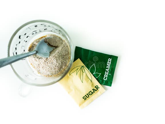 Coffee, Coffee Cup, Creamer Sachets, Sugar Packets for Breakfast Stock ...