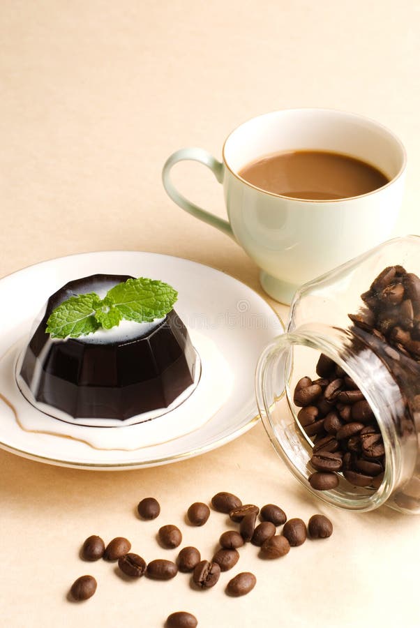 Coffee, Coffee Pudding and Coffee Beans Stock Photo - Image of ...