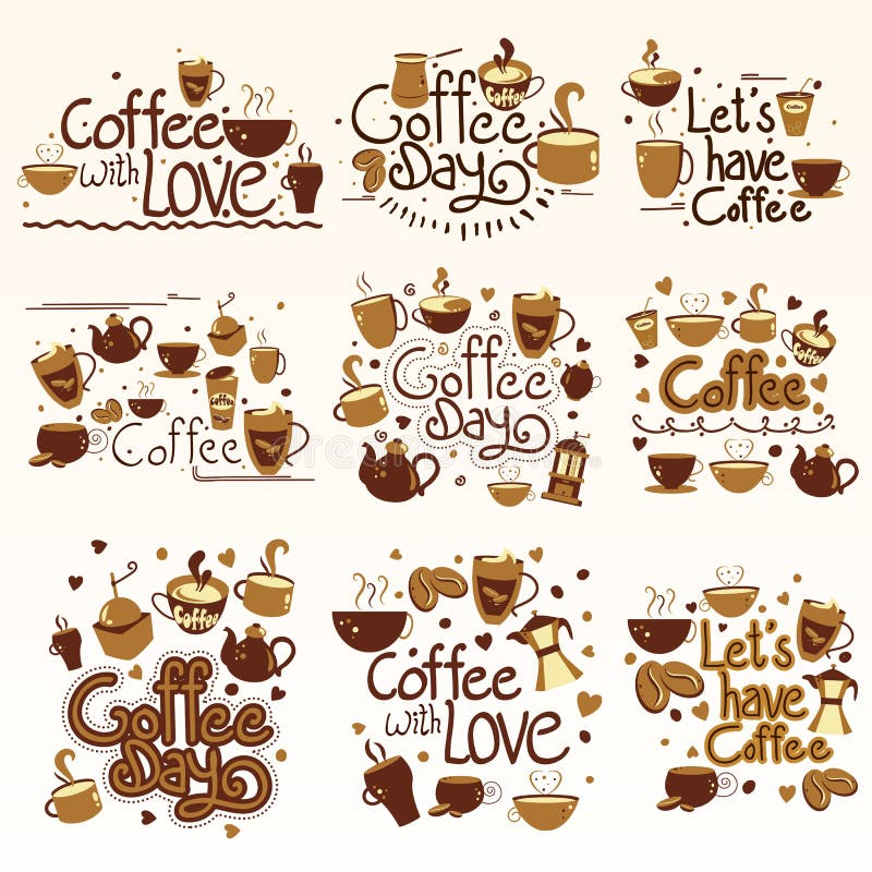 Cup of Coffee Collage Artwork Stock Illustration - Illustration of ...