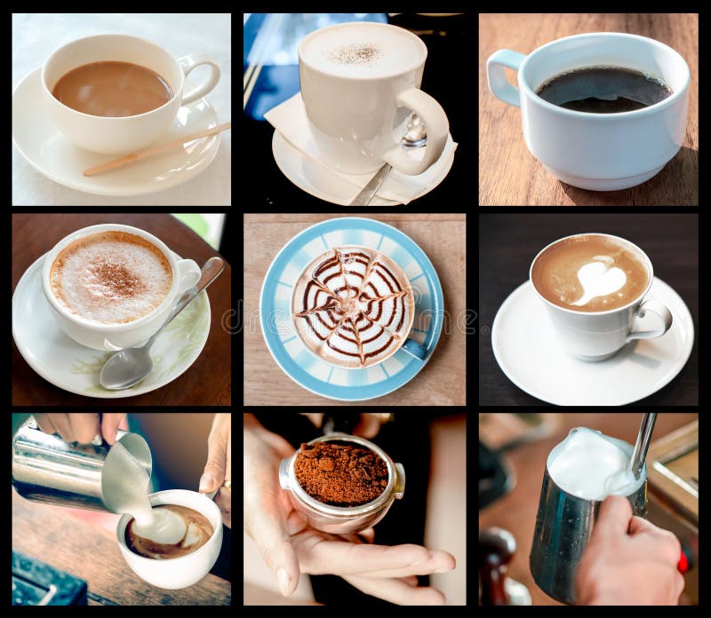 Nice Hot Coffee Cup, Collage Stock Photo - Image of dark, culture ...