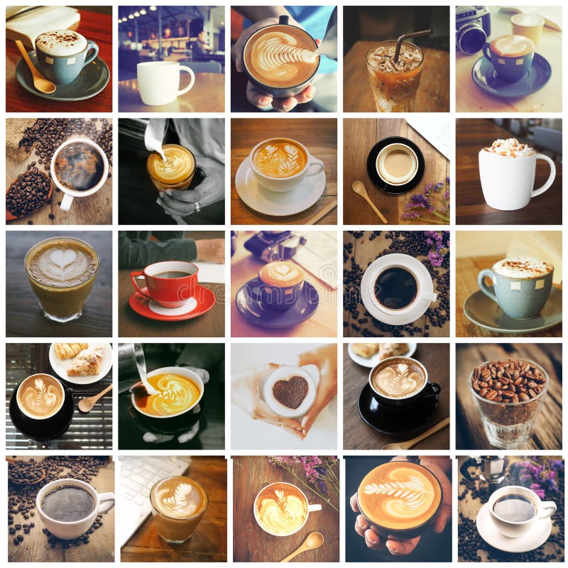 Coffee collage stock photo. Image of drink, collage, espresso - 53814800