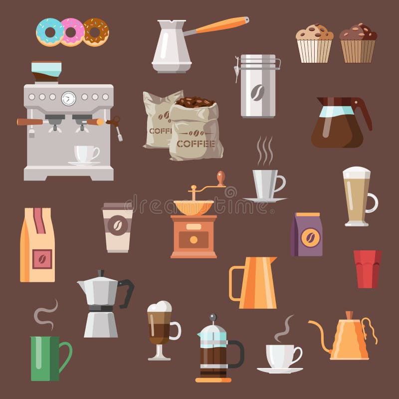 Coffee color icon set stock vector. Illustration of cafe - 74361646