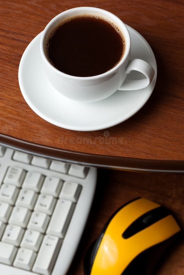 Coffee on computer desk stock image. Image of scented - 31637535