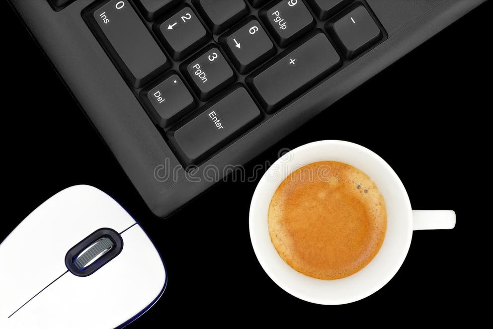 Coffee at the computer. stock image. Image of beverage - 53004065
