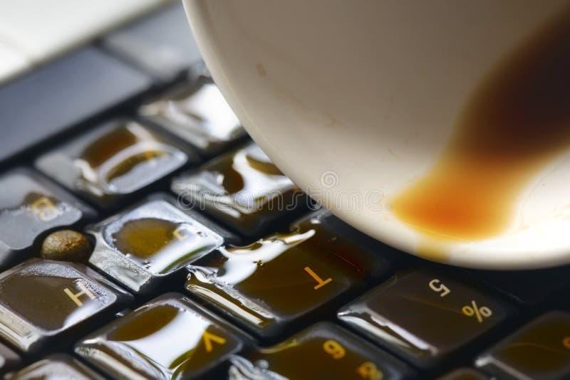 Coffee on Computer Keyboard Stock Image - Image of white, spilling ...