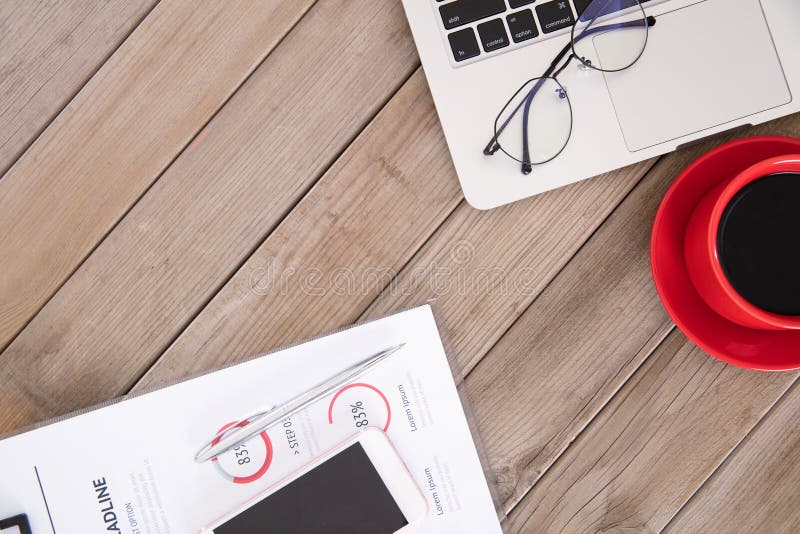 Coffee and Computer and Other Items on the Table Editorial Stock Image ...
