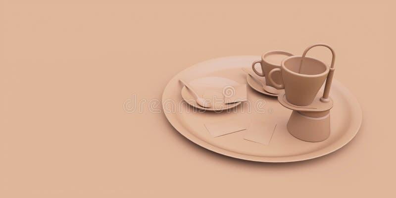 Coffee Concept 3d Illustration in Brown Color Stock Illustration ...