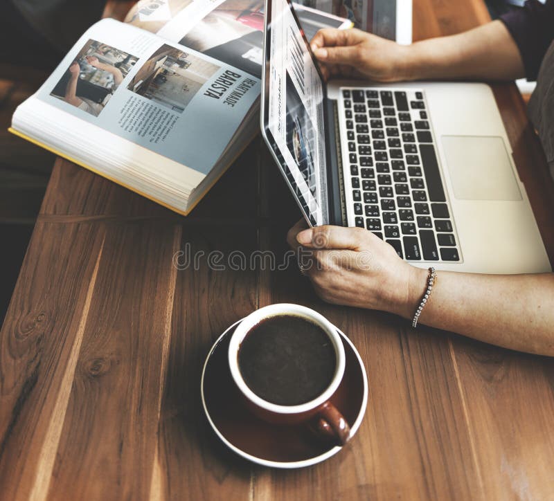 Coffee Connection Internet Information Beverage Concept Stock Photo ...