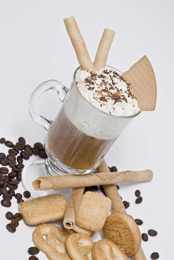 Irish coffee with cookies. stock photo. Image of caffeine - 12751868