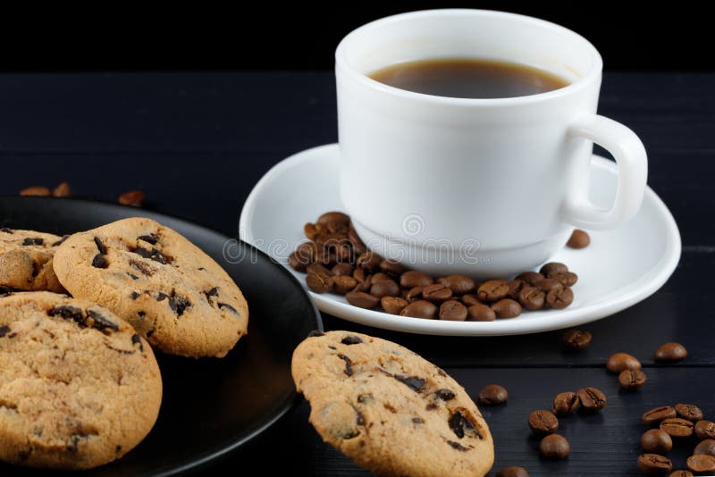 Coffee and Cookies. Breakfast Coffee with Chocolate Cookies Stock Photo ...