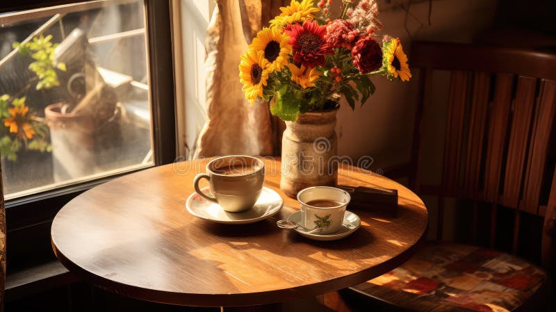 Coffee corner table stock illustration. Illustration of decor - 368668890