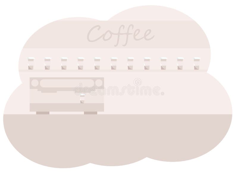 Coffee Counter Interior Illustration with Coffee Machine and Coffee ...