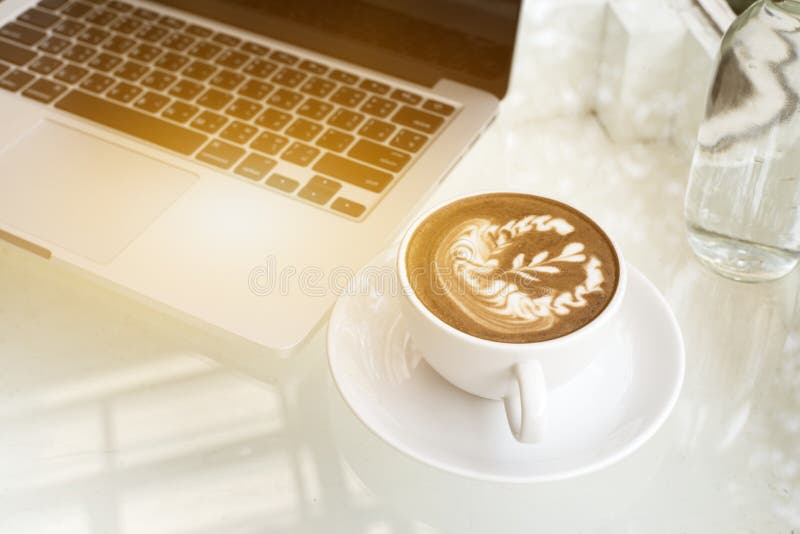 Coffee and Cover Up Laptop on Table,business Concept Editorial Image ...