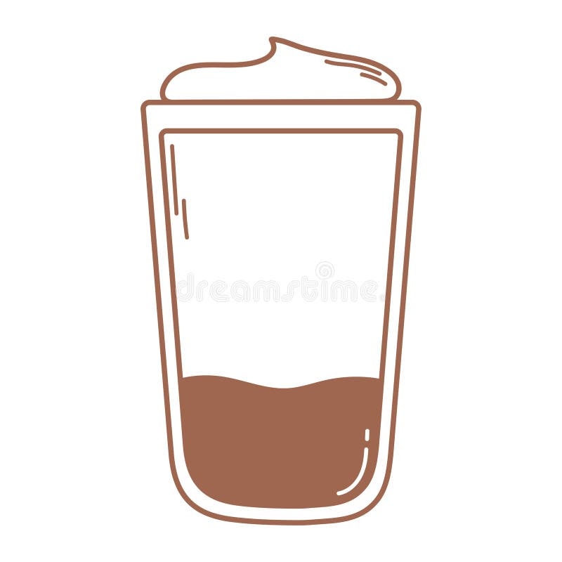Coffee with Cream Cold Yummy Drink Icon in Brown Line Stock Vector ...
