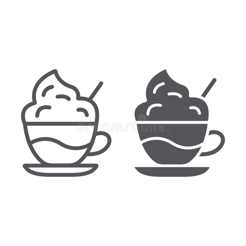 Coffee with Cream Line and Glyph Icon, Coffee and Cup, Coffee with Foam ...