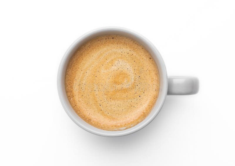 Coffee with Creamy Foam in Small Cup on White Background. Top View ...