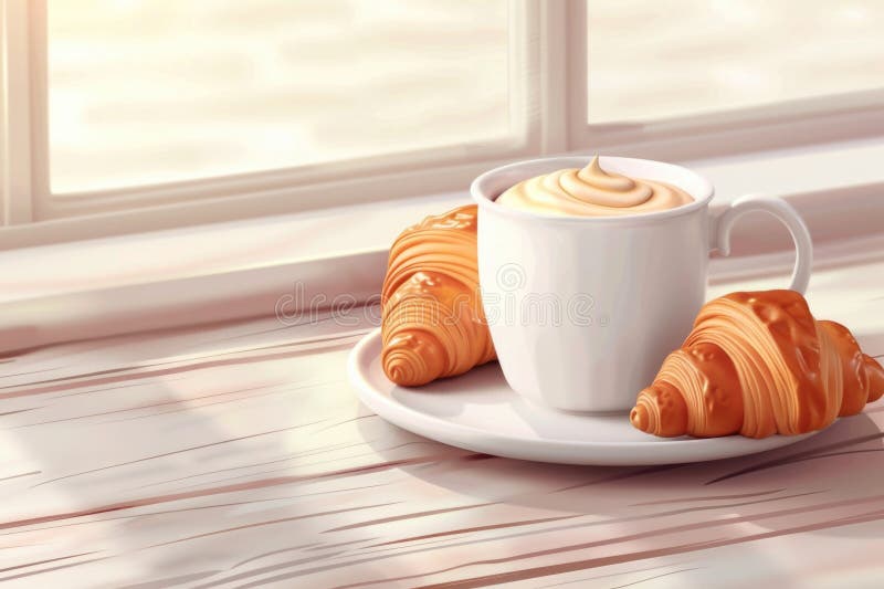 Coffee and Croissants Breakfast Stock Photo - Image of bakery, croissants: 370462774