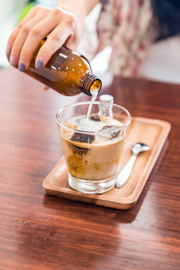 Coffee Cube Latte stock image. Image of liquid, glass - 112886713