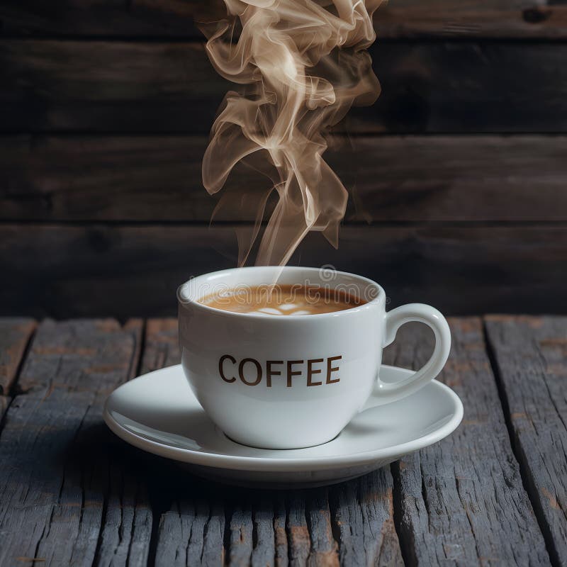 Coffee Culture Captured Steaming Cup on a Rustic Table Stock ...