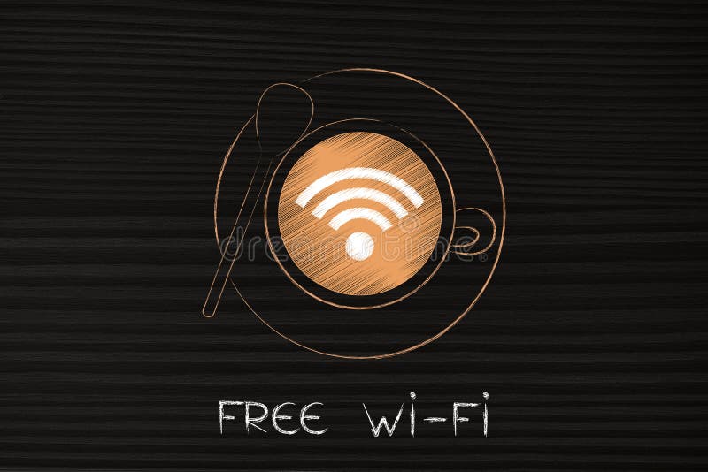 Coffee Cup and Free Wi-fi Symbol Stock Illustration - Illustration of ...