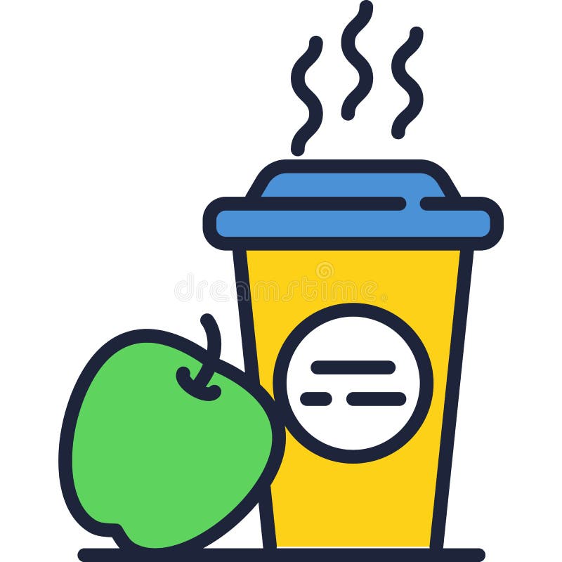 Coffee Cup and Apple Vector Lunch Break Icon Stock Vector ...