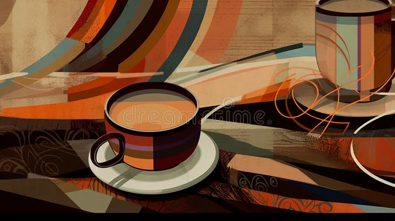 Coffee cup art stock illustration. Illustration of tableware - 274442302