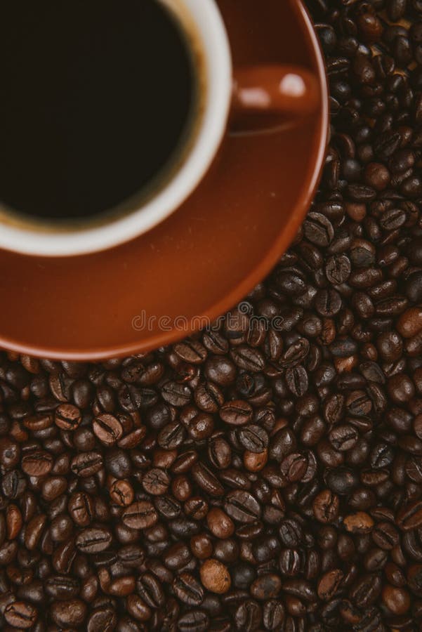 Coffee Cup and Beans Background Stock Image - Image of dark, aroma ...