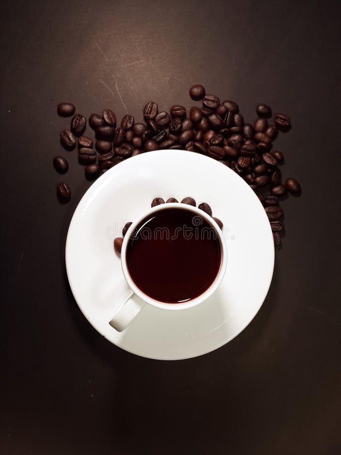 Coffee Cup Beans Background Stock Image - Image of flavoured, natural ...