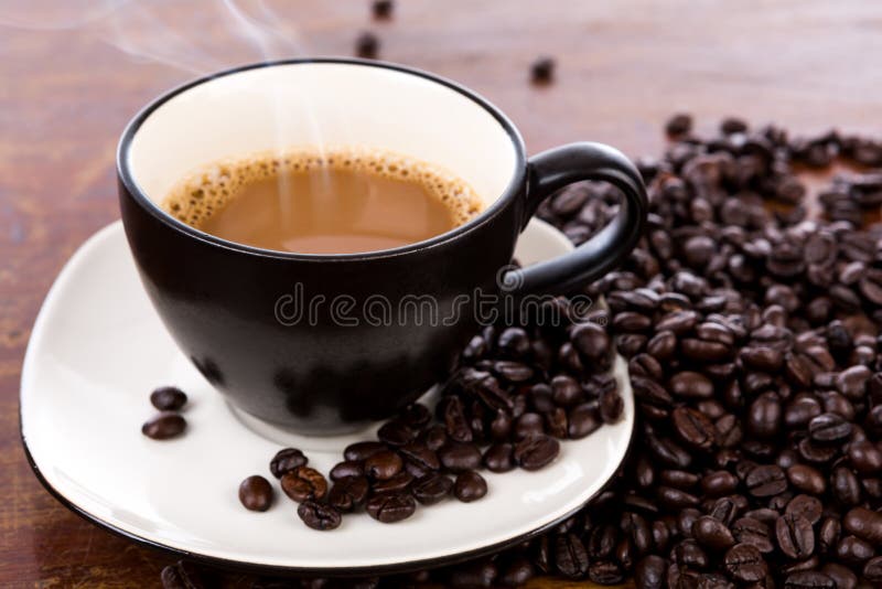 Coffee cup and beans stock photo. Image of drink, beans - 30458494