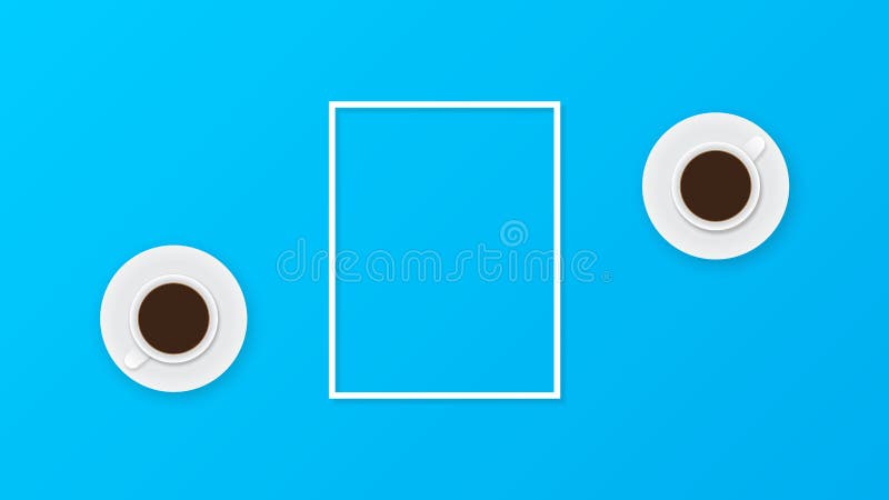 Coffee Cup on Blue Background. Flat Lay, Top View, Copy Space, Frame ...