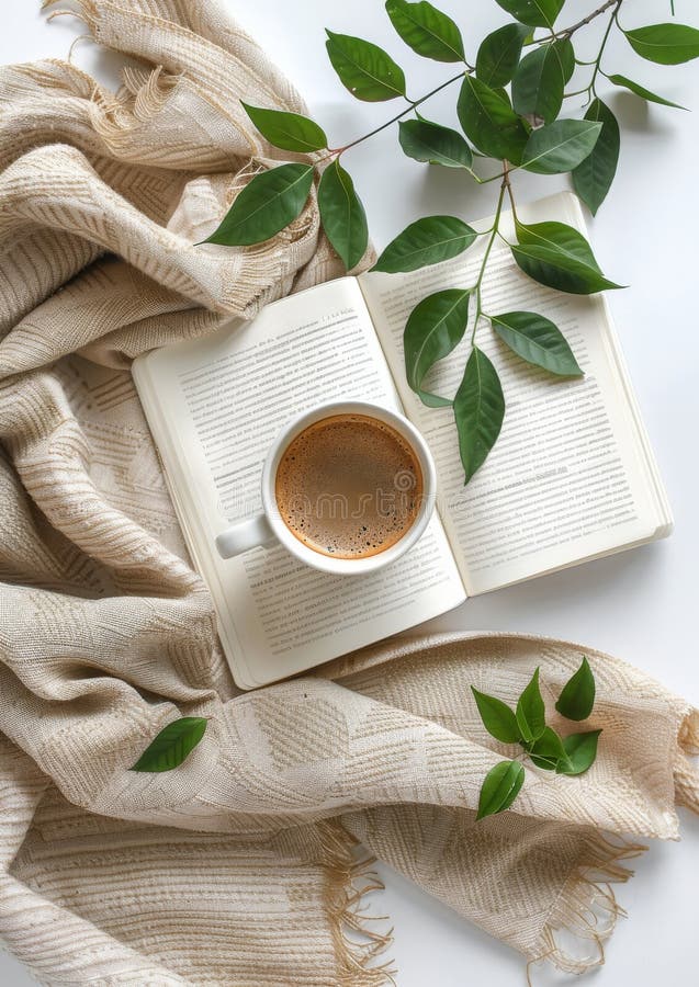 Coffee Cup and Book on Bed stock image. Image of coffee - 318152883