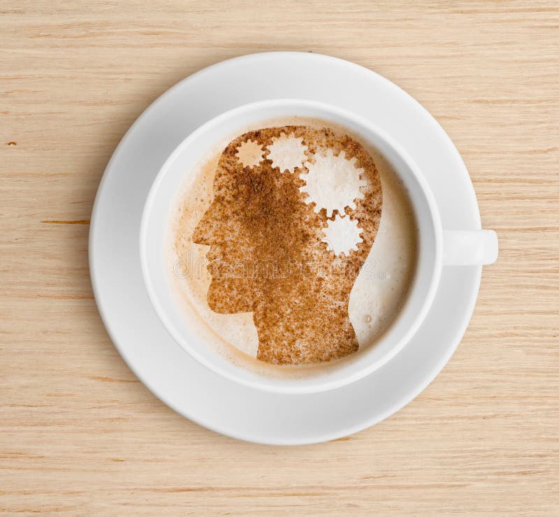 Coffee Cup with Brain on Foam. Refreshing Concept. Stock Photo - Image ...
