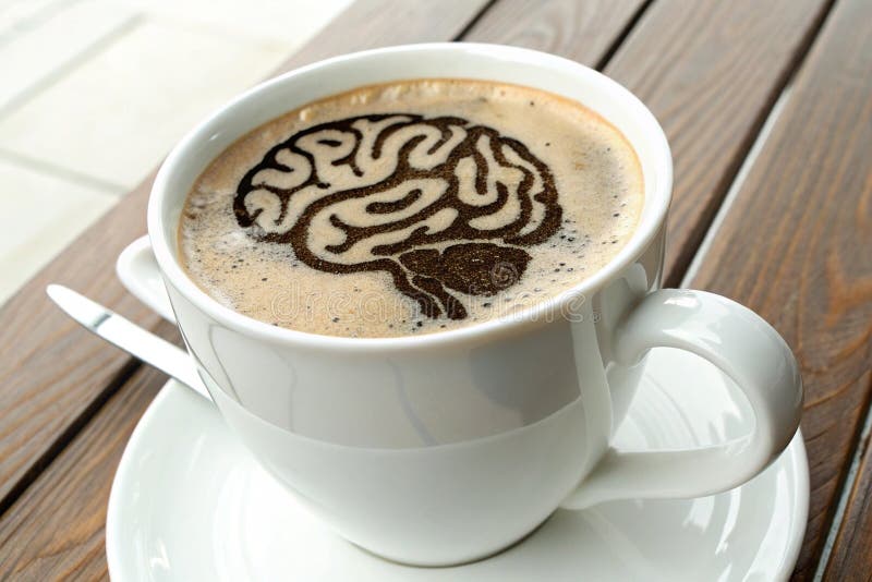 Coffee Cup with Brain Refreshing Concept on Foam Stock Illustration ...