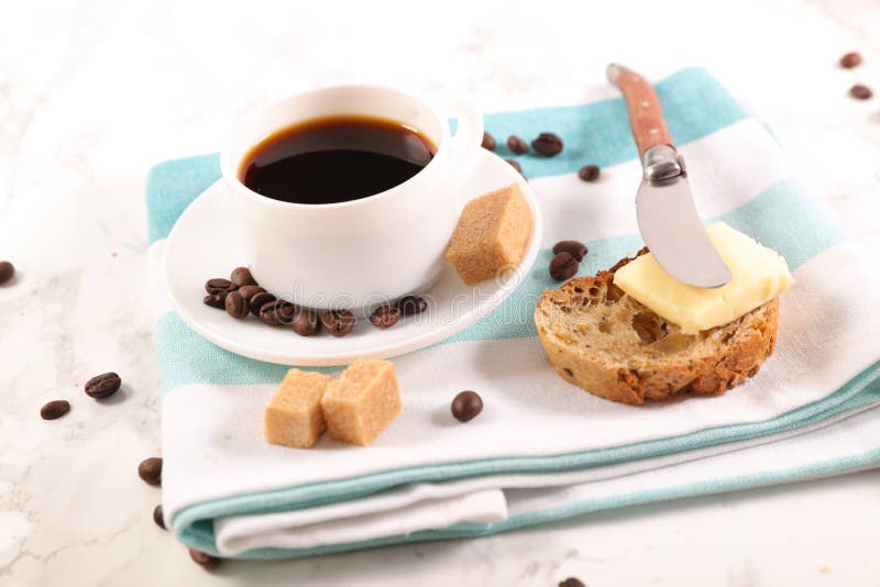 Coffee cup and bread stock image. Image of bread, coffee - 167879047