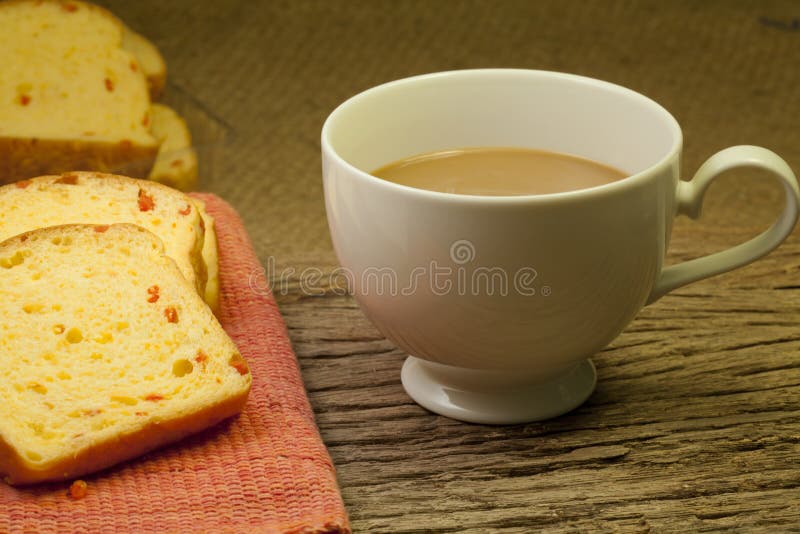Coffee cup with bread stock image. Image of snack, bakery - 34191513