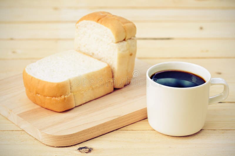 Coffee Cup and Bread on the Wooden Floor Stock Image - Image of grunge ...